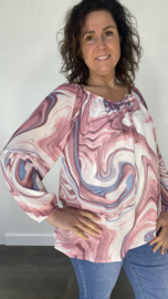 Ballon blouse lava roze +SIZE SALE | Blouses | SASMODE.NL
