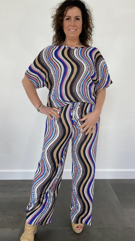 2-Delig comfy pak coloured wave zwart SALE | Comfy pakken | SASMODE.NL